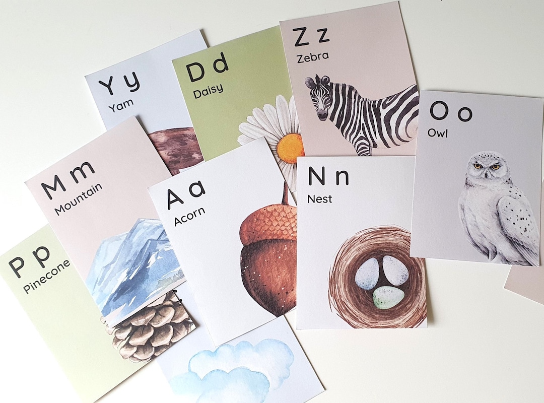 Nature Alphabet Flashcards, Alphabet Flashcards, ABC Flashcards, Nature ...