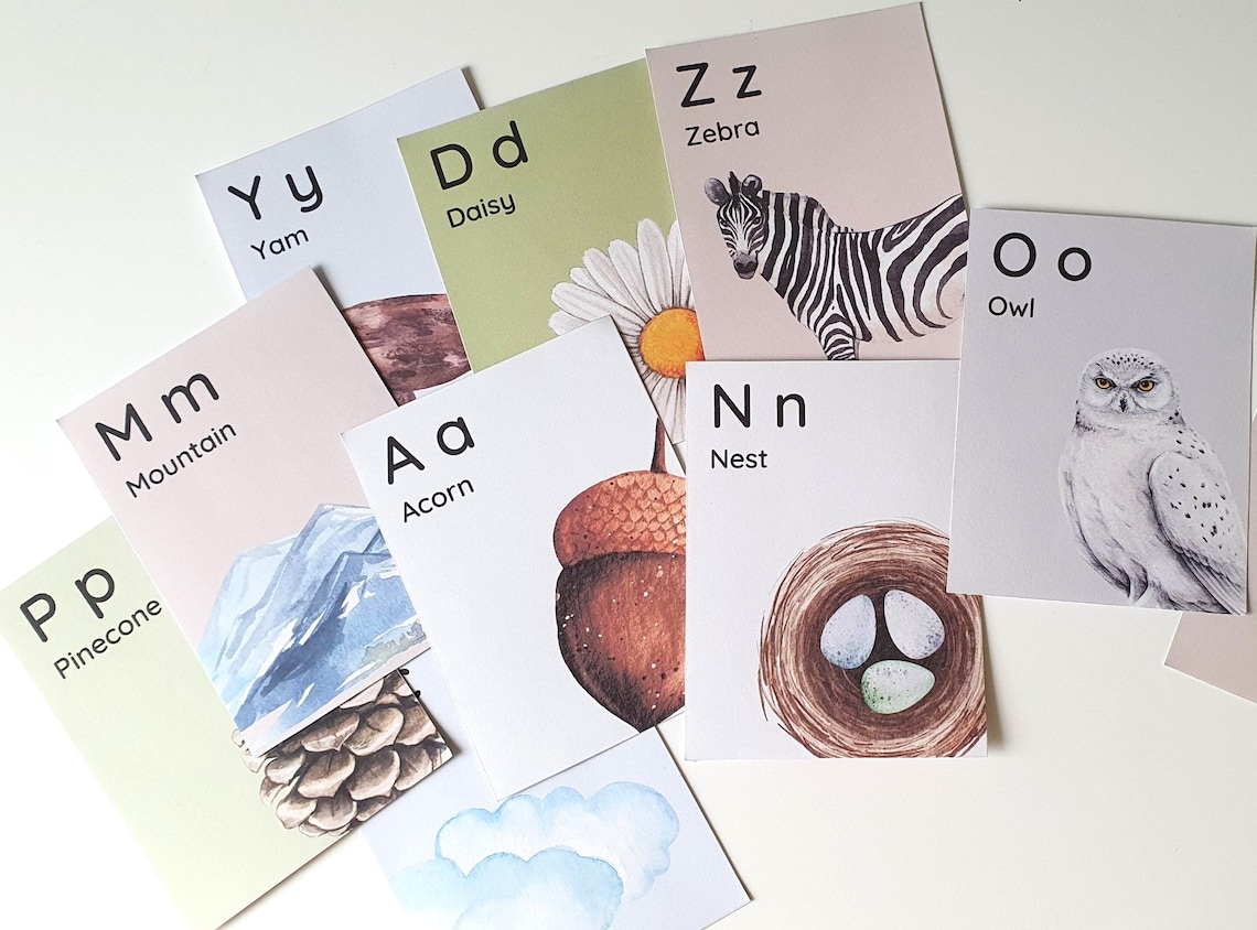 Nature Alphabet Flashcards, Alphabet Flashcards, ABC Flashcards, Nature ...