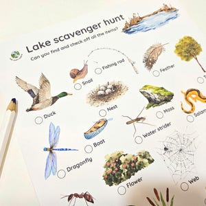 Lake Scavenger Hunt, Printable Nature Scavenger Hunt, Camping ...