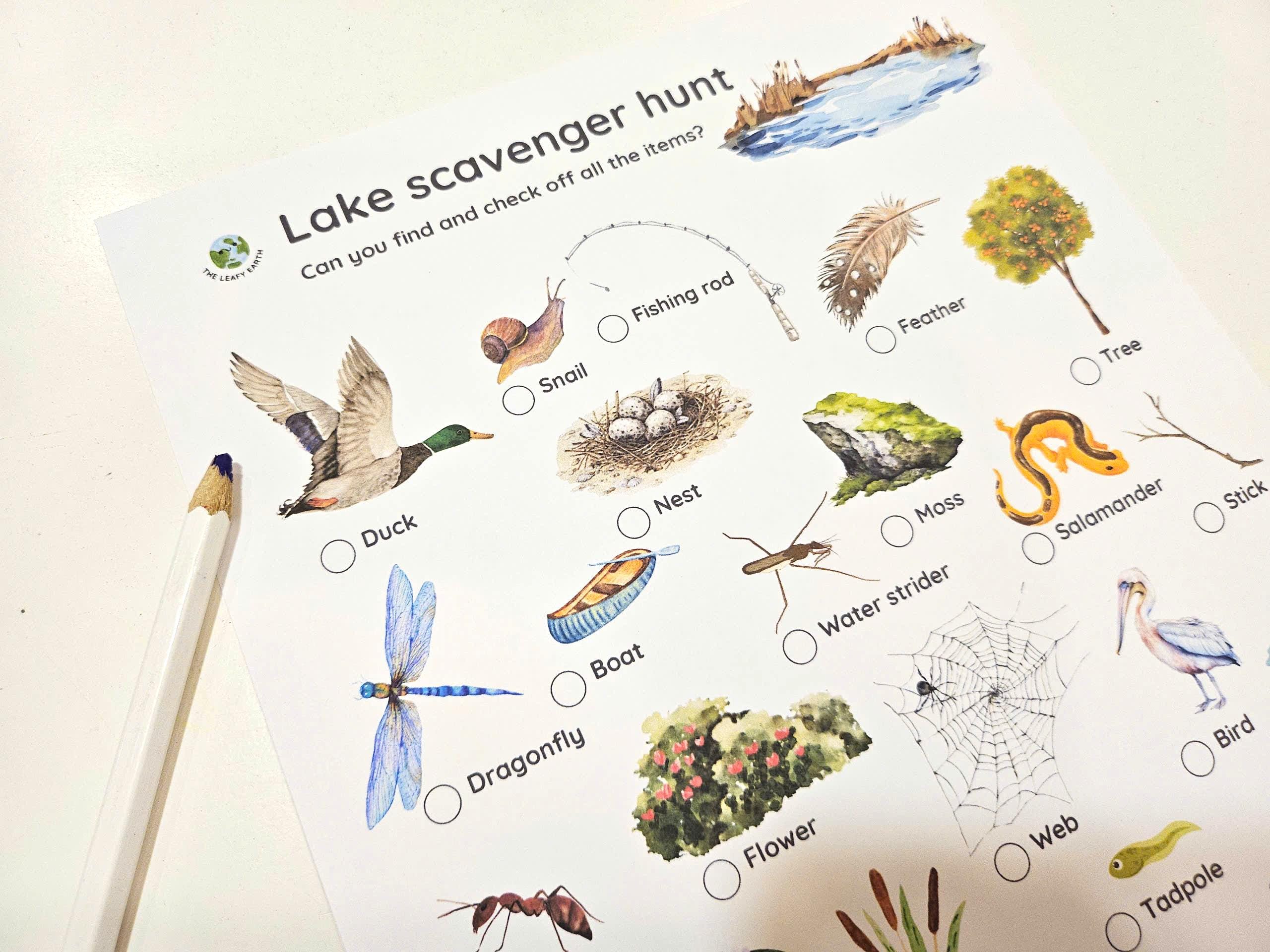 Lake Scavenger Hunt, Printable Nature Scavenger Hunt, Camping ...