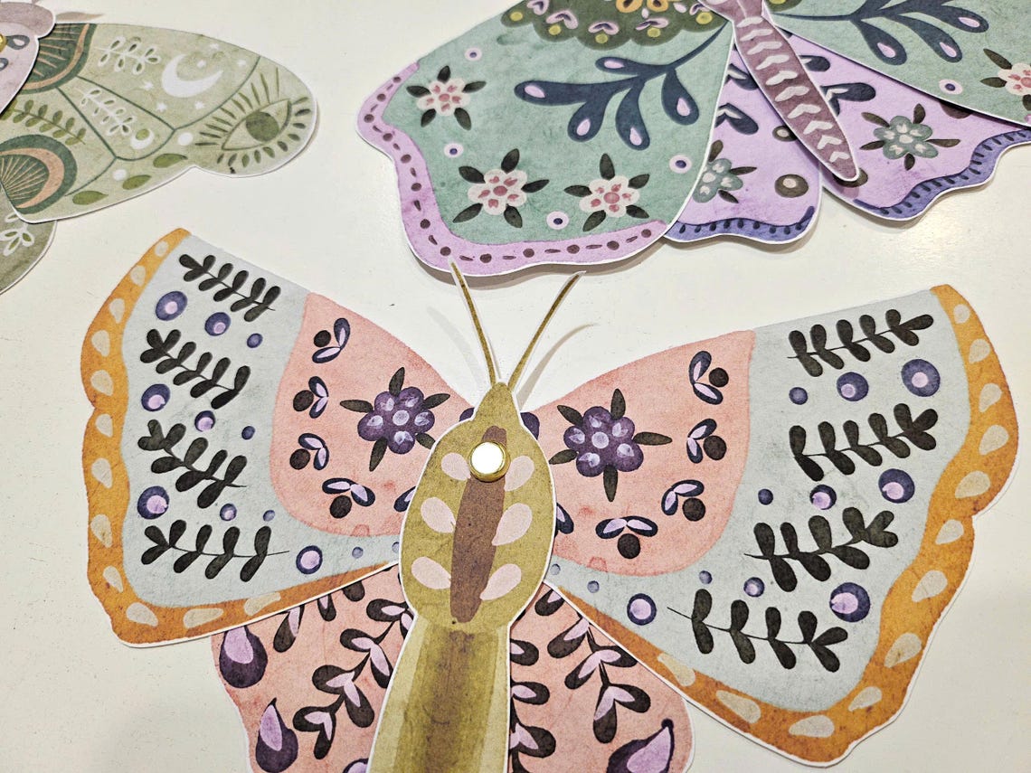 Articulated Paper Moths, Moth Paper Puppets, Printable Paper Moths, DIY ...