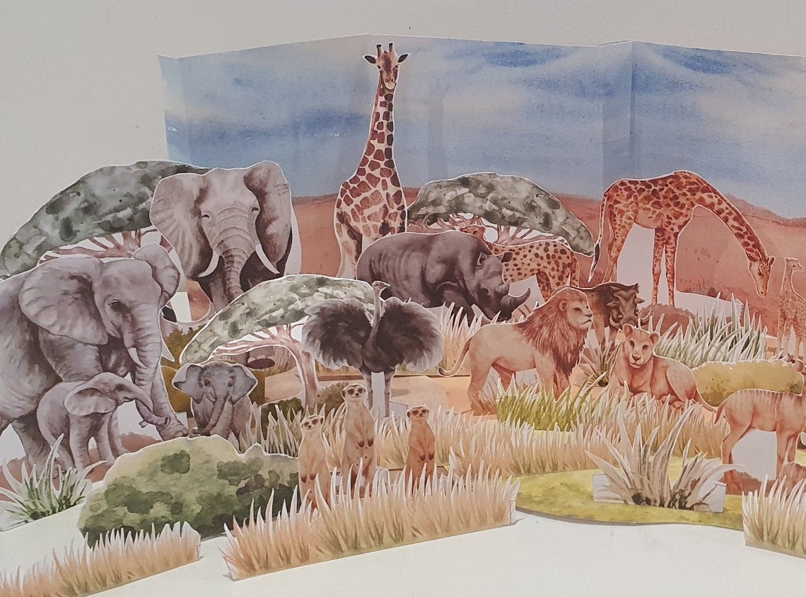 Build a Savanna, Printable Diorama, Habitat Play Set, Safari Paper ...