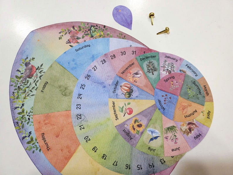 Wheel of the Year, Season Calendar Wheel, Perpetual Calendar Printable ...