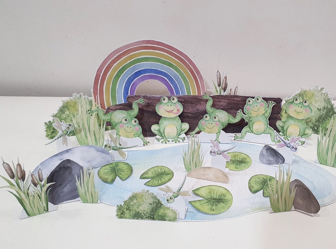 Five Little Speckled Frogs Printable Play Set, Preschool Frog Activity ...