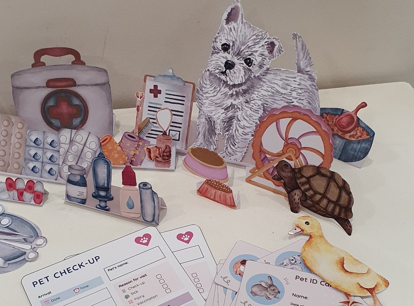 Vet Clinic Printable Play Set, Pretend Veterinary Set, Kids DIY Paper ...