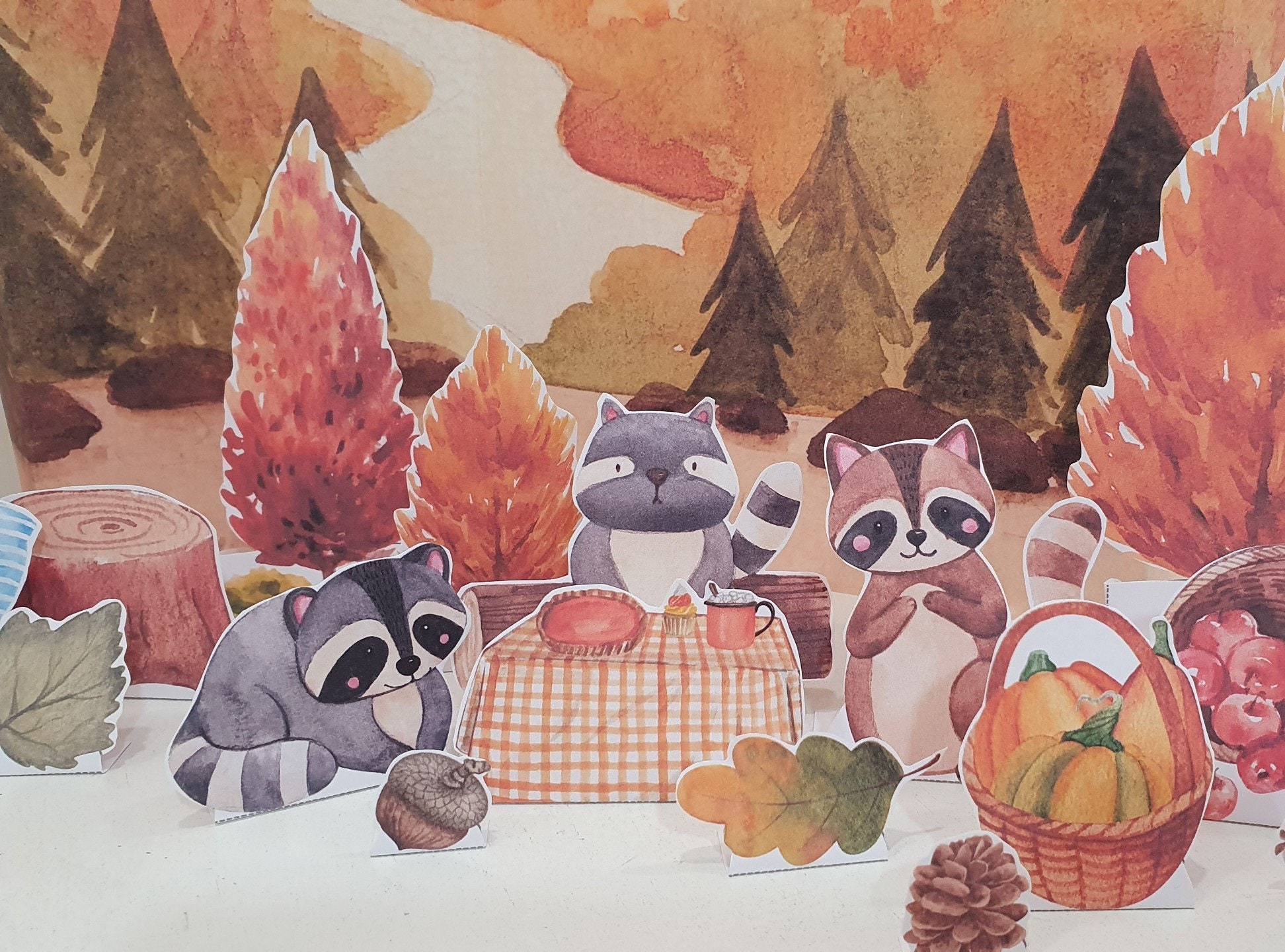 Picnic Party Printable Play Set, Paper Autumn Forest, DIY Paper Craft ...