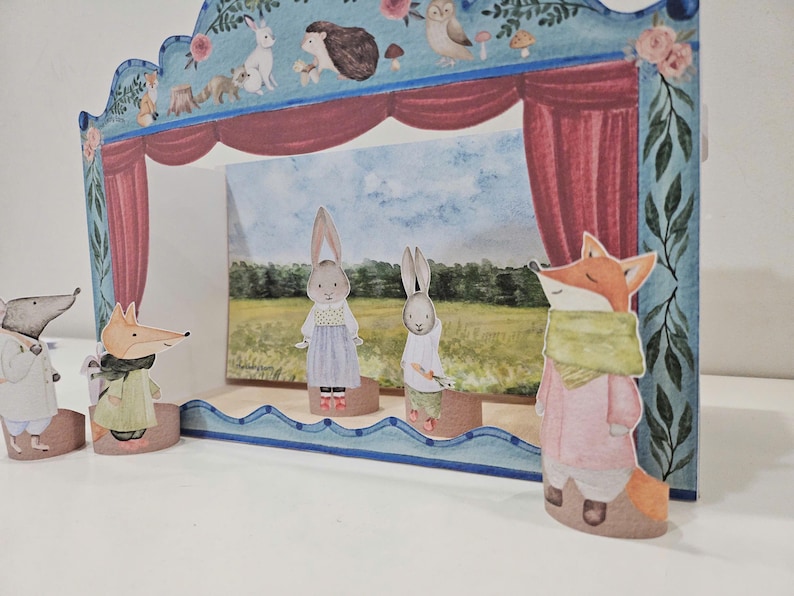 Woodland Puppet Theater, Paper Puppet Theater, DIY Kids Paper Craft ...