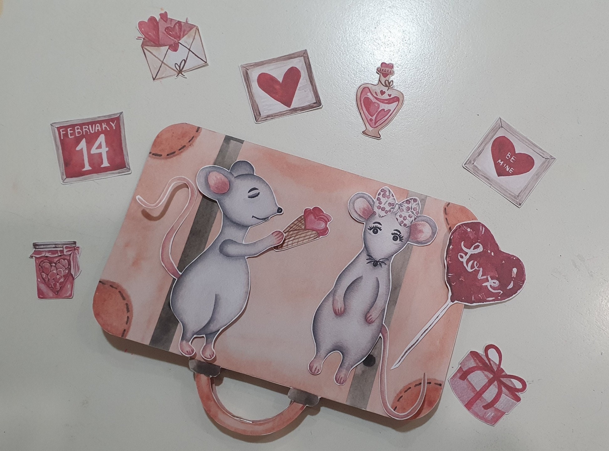 Valentine Mice Printable Play Set, Mouse Paper Dolls, Sweet Treats ...