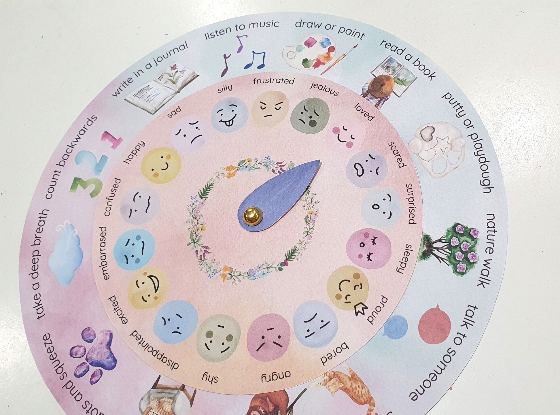 Emotion Wheel Printable, Kids Feeling Board, Montessori Classroom Decor ...