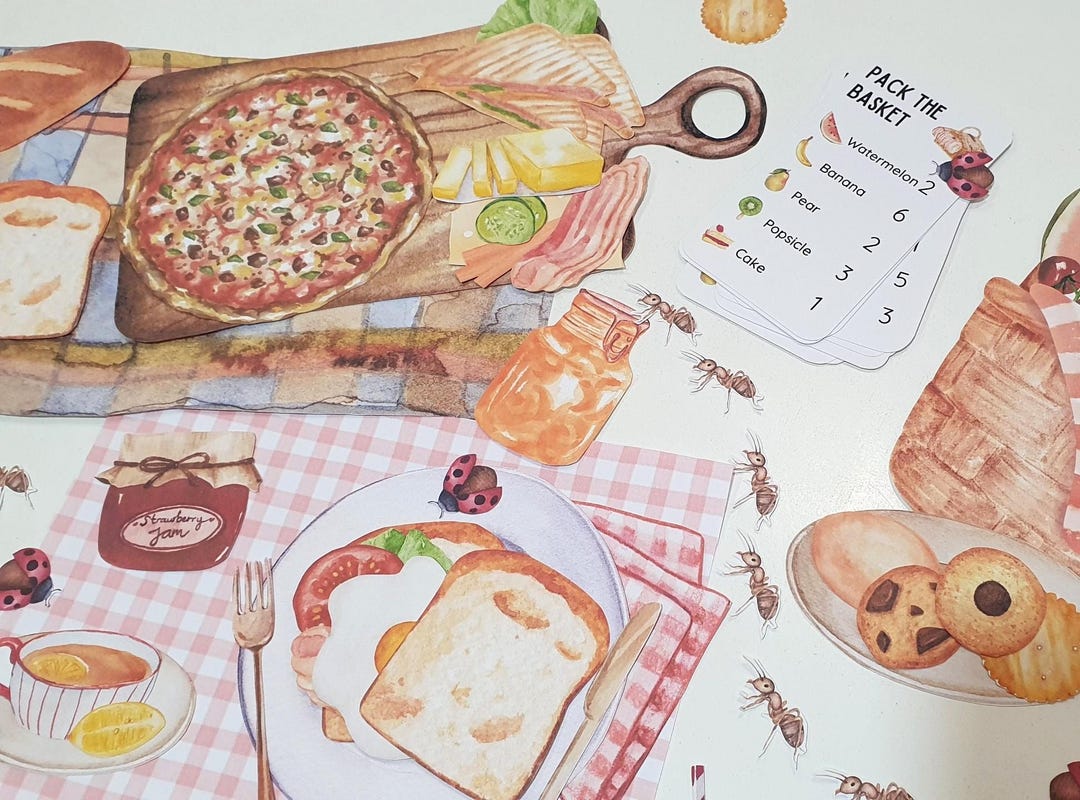 Picnic Dramatic Playset, Numbers and Counting, Kids DIY Food Paper ...