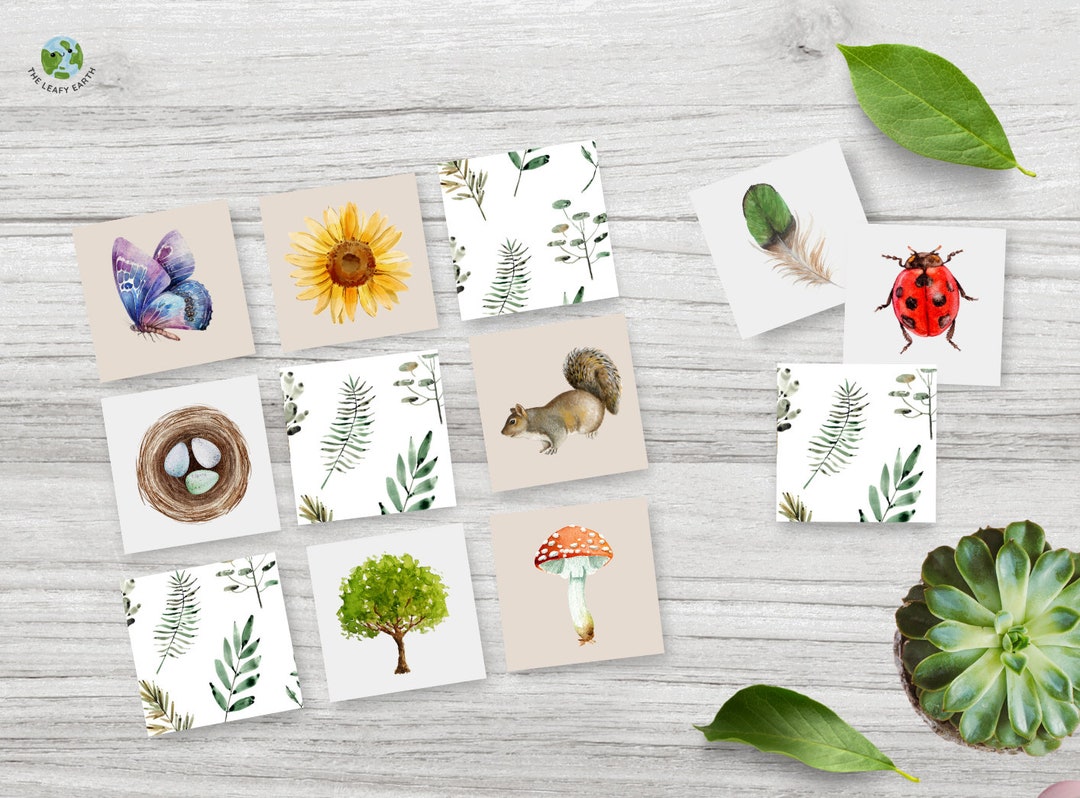 Nature Memory Match Game, Nature Memory Game, Printable Game, Matching ...