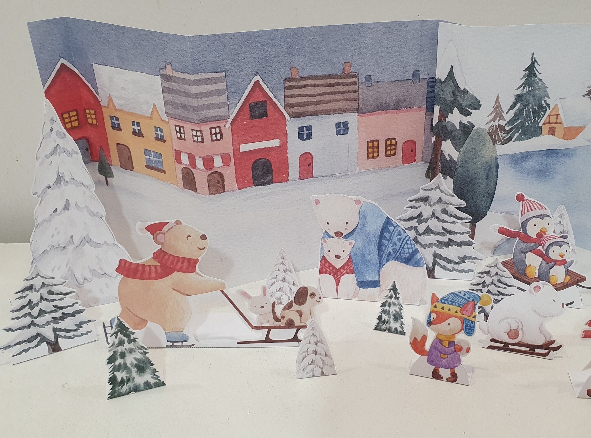 Winter Playground Printable Play Set, Paper Winter Village, DIY Kid ...
