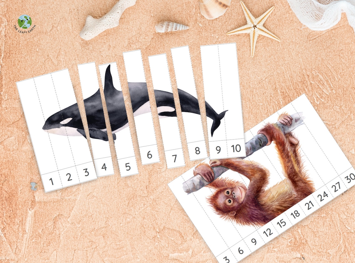 20 Wildlife Animal Number Puzzles Counting 1-10 Count by 10 - Etsy