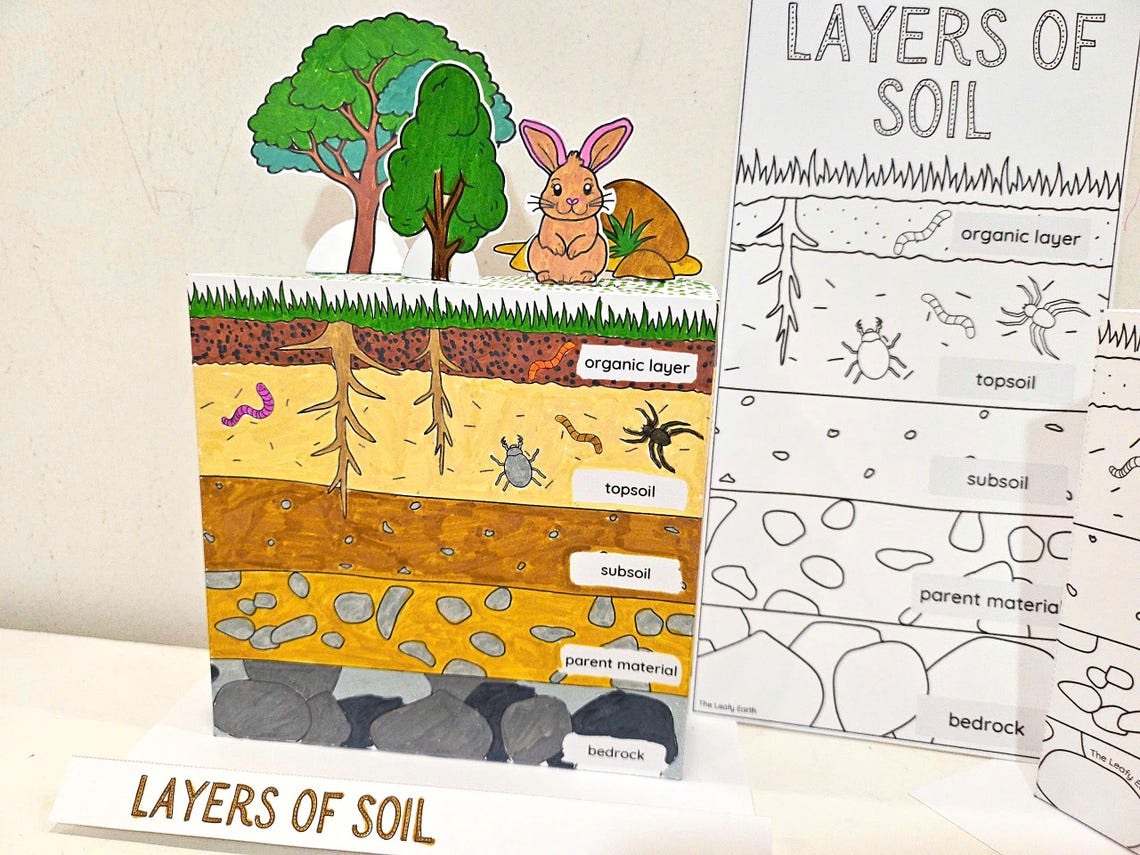 Layers of Soil Model Coloring, DIY Kids Paper Crafts, Kids Science ...