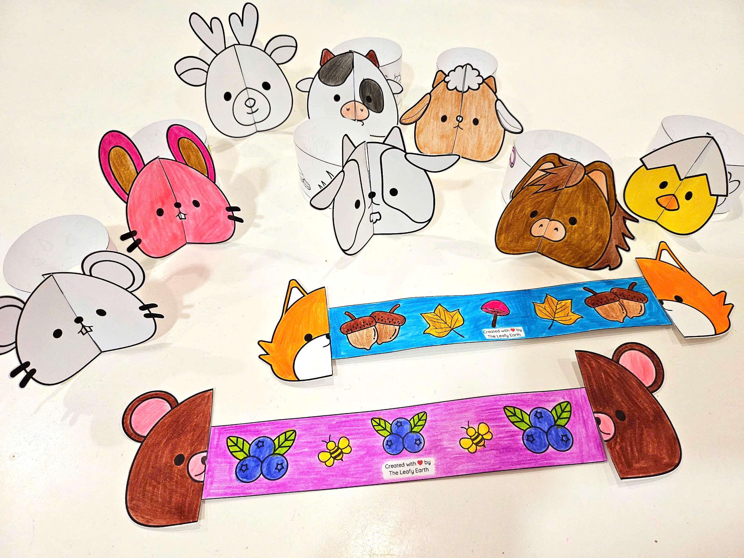 Animal Paper Bracelets for Kids, Farm and Woodland Animals, DIY Kids ...