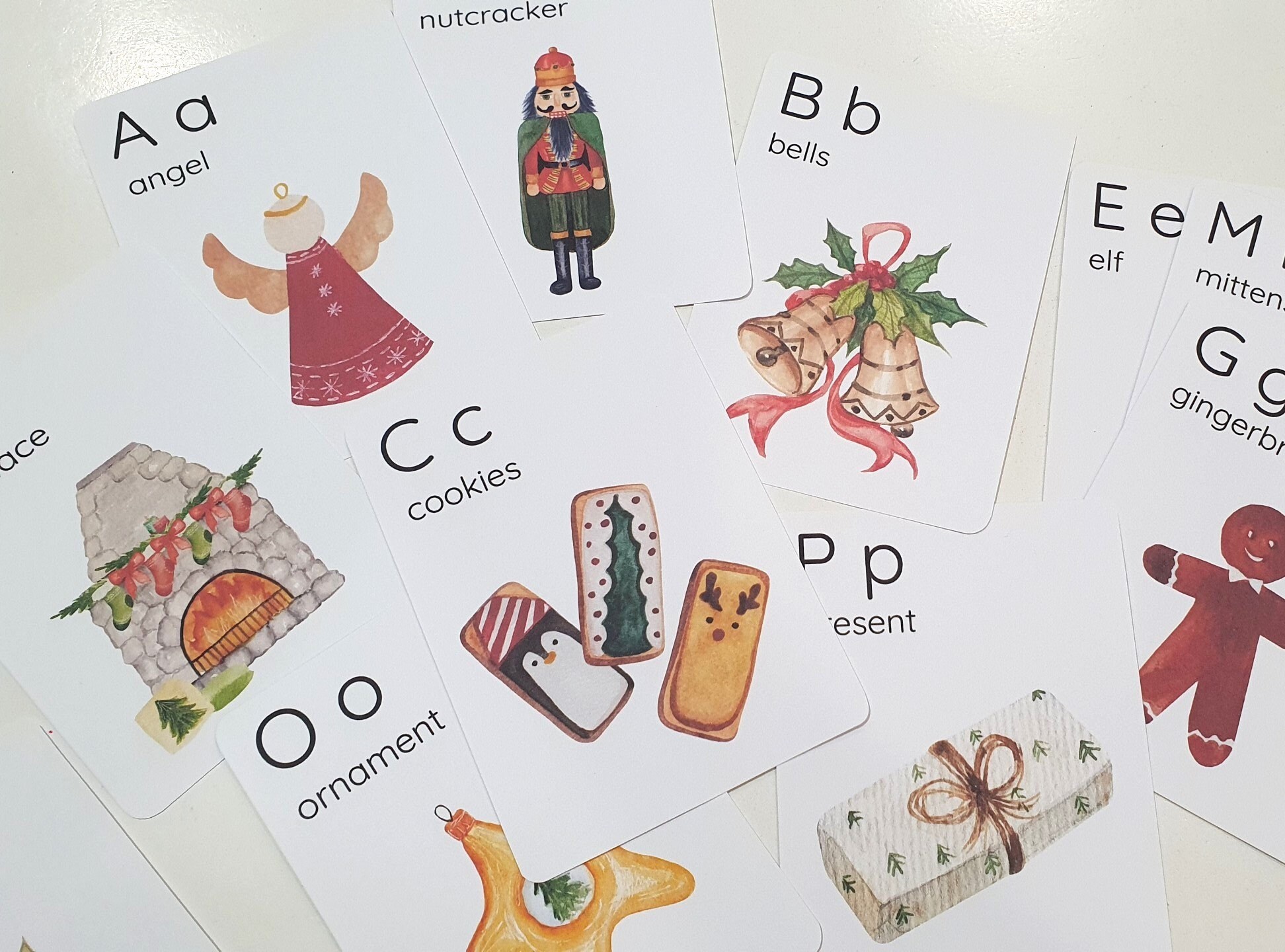 Christmas Alphabet Cards for Kids, Montessori Christmas ABC Flashcards ...