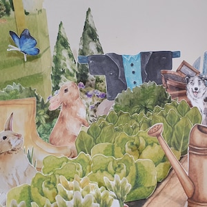 Build a Rabbit Garden, Printable Diorama, Paper Garden Scene, DIY Kids ...