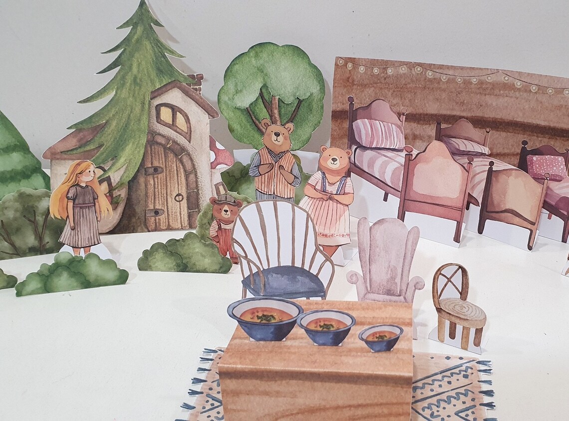 Goldilocks and the Three Bears Printable Play Set, Fairytale ...