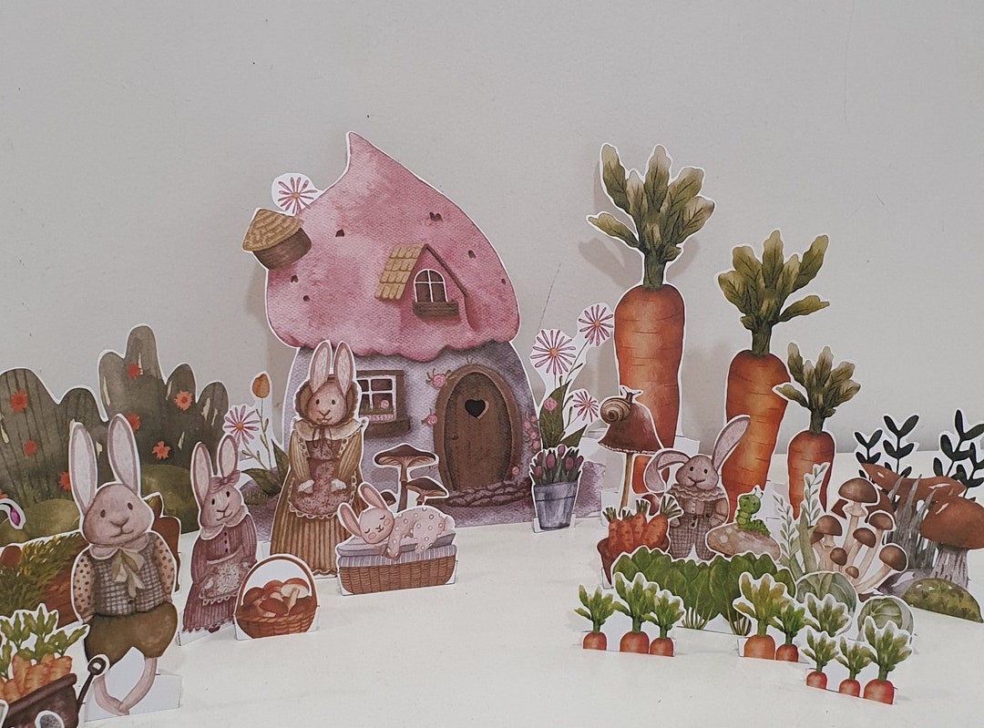 Rabbit House Printable Play Set, Paper Fairy Land, DIY Kids Easter ...