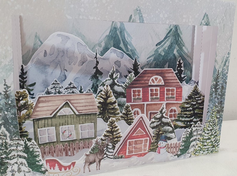Christmas Houses Pop up Printable, Pop up Greeting Card, Christmas ...