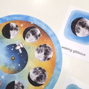 Moon Phases Wheel and Cards Printable, Moon Cycle Flashcards ...