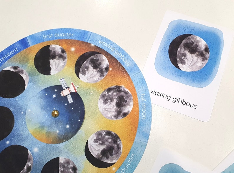 Moon Phases Wheel and Cards Printable, Moon Cycle Flashcards ...