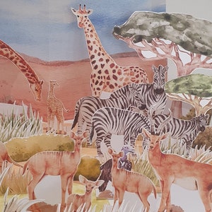 Build a Savanna, Printable Diorama, Habitat Play Set, Safari Paper ...