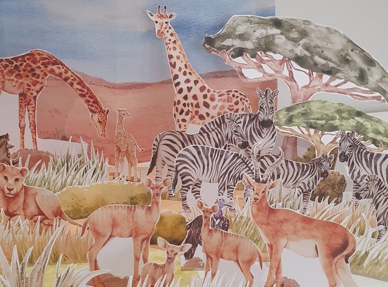 Build a Savanna, Printable Diorama, Habitat Play Set, Safari Paper ...