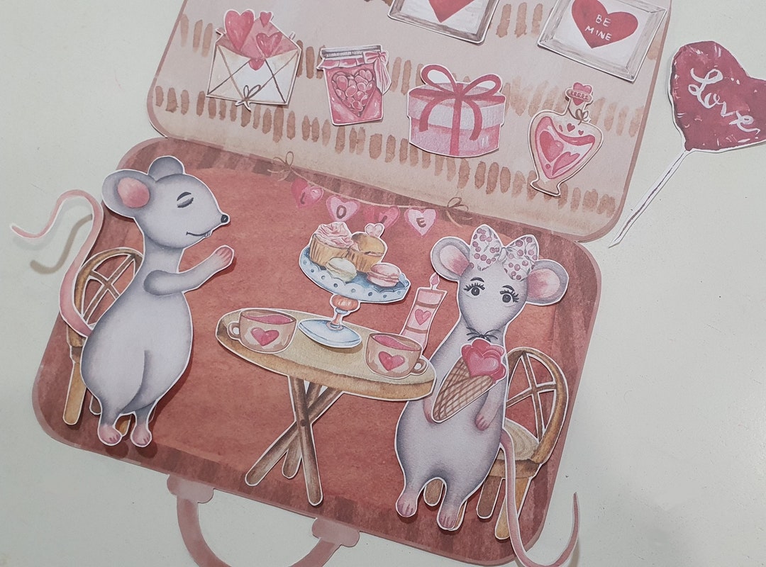 Valentine Mice Printable Play Set, Mouse Paper Dolls, Sweet Treats ...