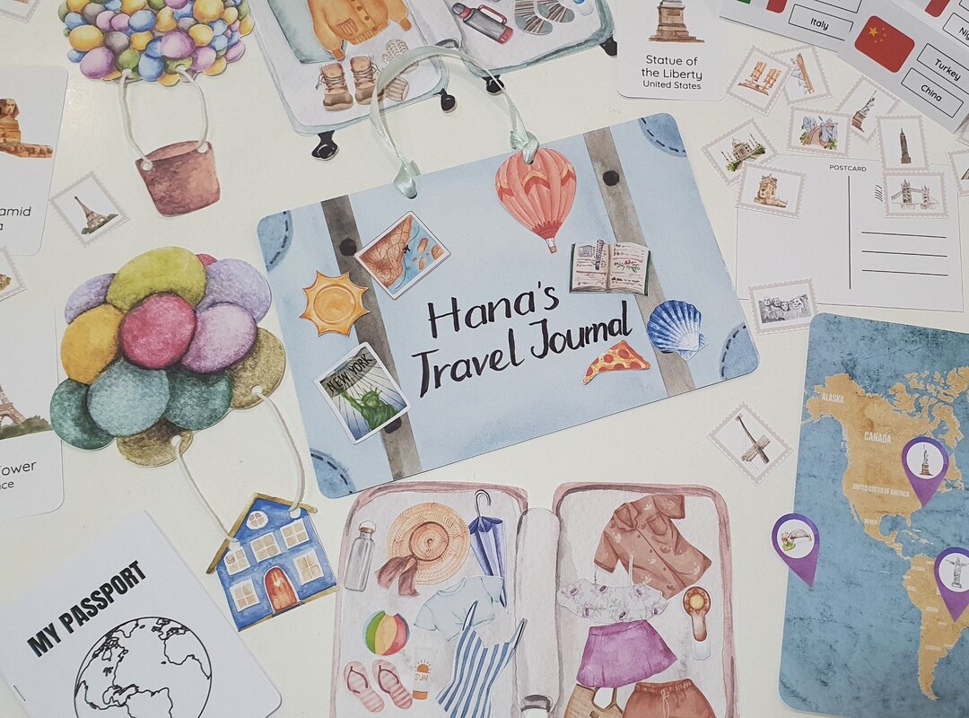 Travel Activity Pack, Kids Travel Journal, World Landmark Cards, Pack a ...