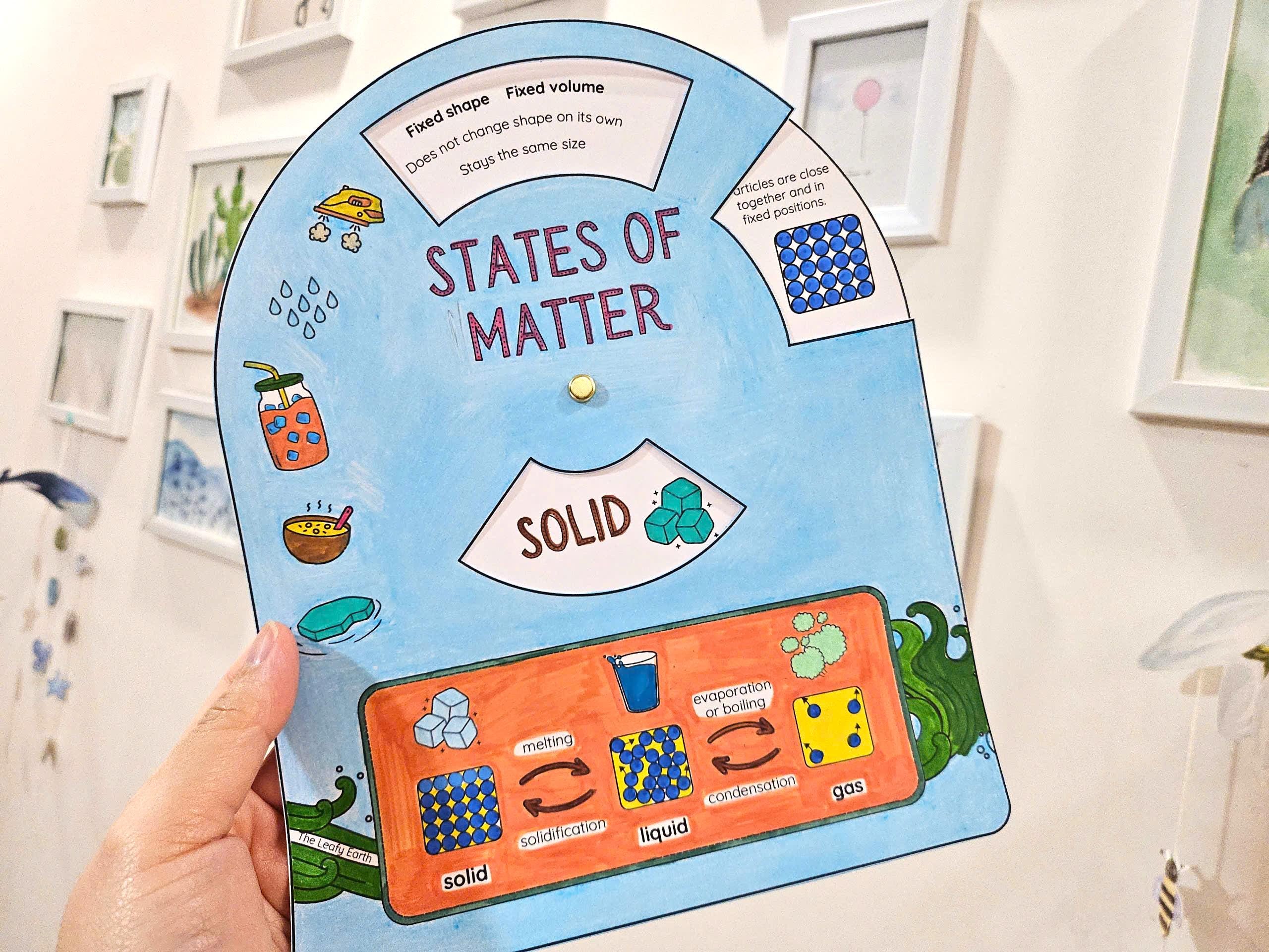 States of Matter Wheel and Poster Coloring, Phase Changes, Solid ...