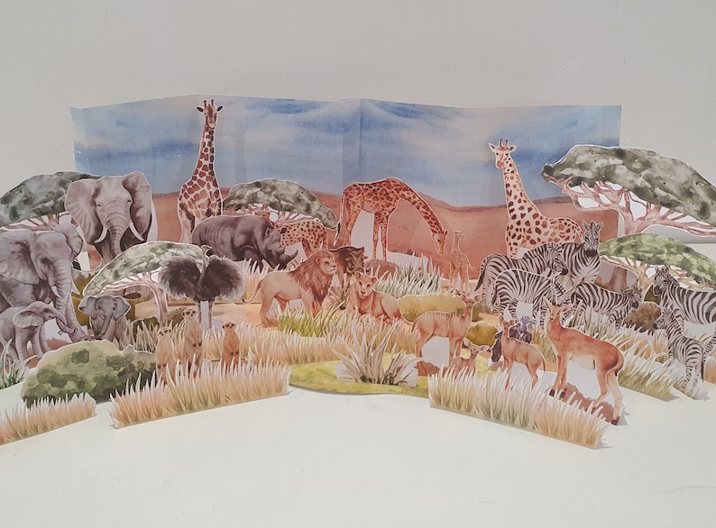 Build a Savanna, Printable Diorama, Habitat Play Set, Paper Scenery ...