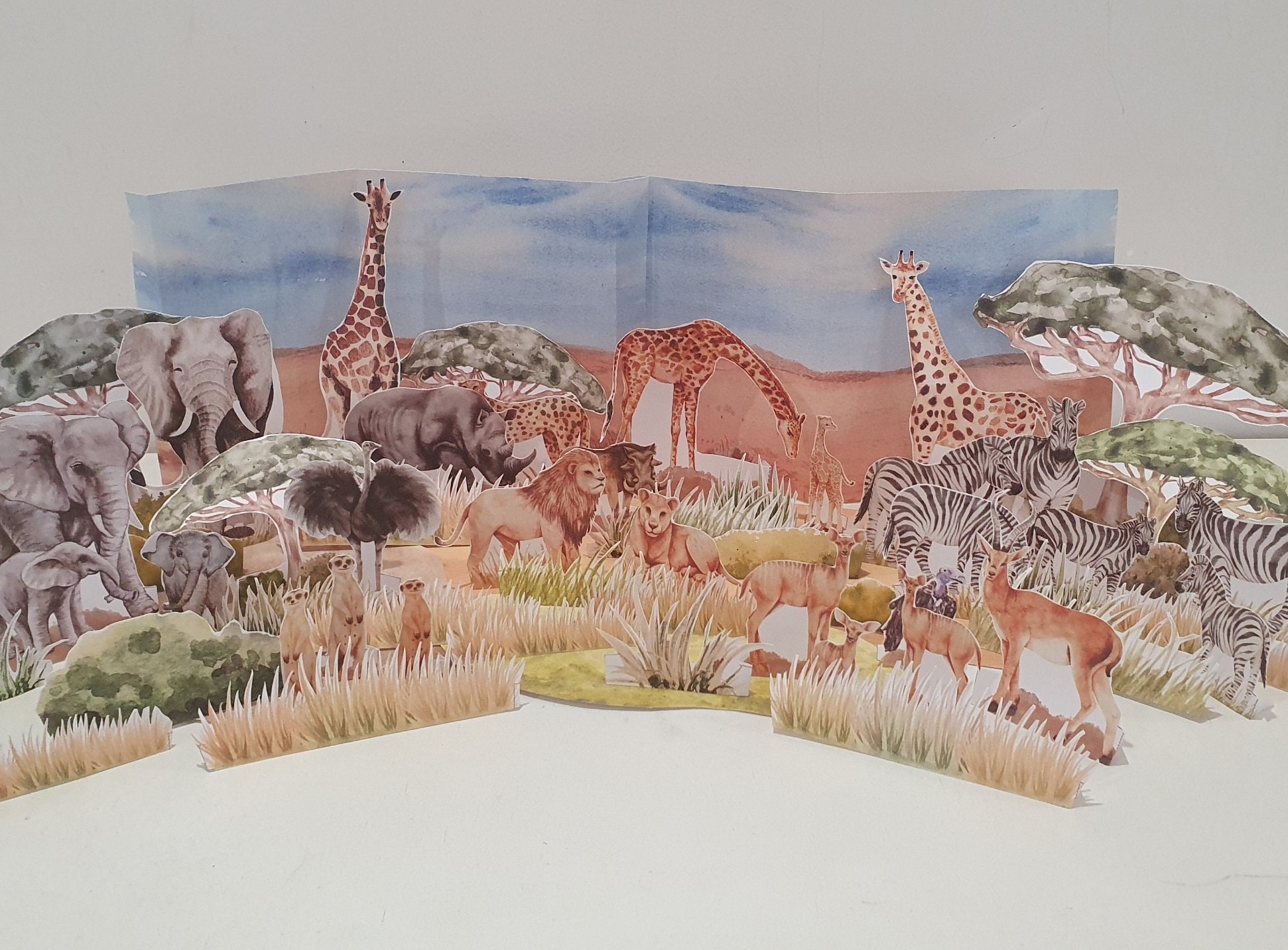 Build a Savanna, Printable Diorama, Habitat Play Set, Paper Scenery ...