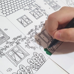 Paper Houses and Buildings Coloring Set, Paper Toy Houses Craft ...