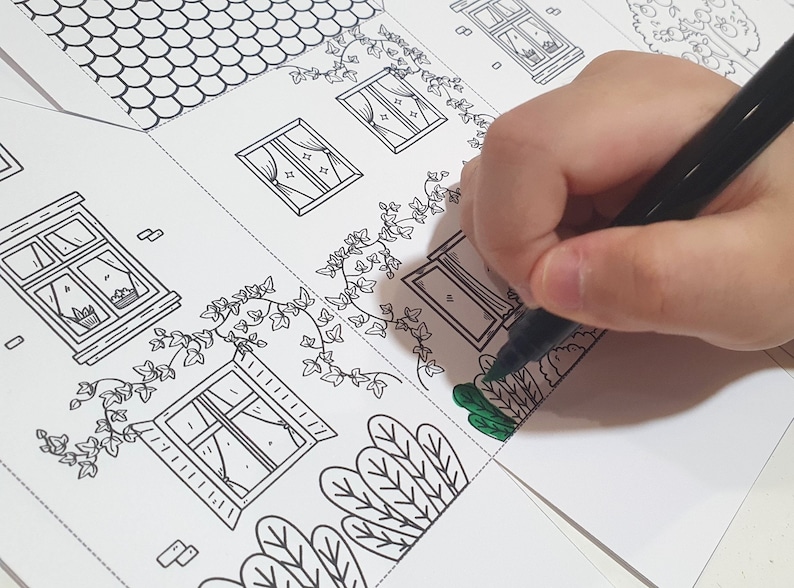 Paper Houses and Buildings Coloring Set, Paper Toy Houses Craft ...