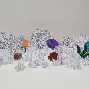 Ocean Coloring Diorama, Printable Coral Reef Diorama, Ocean Play Set ...