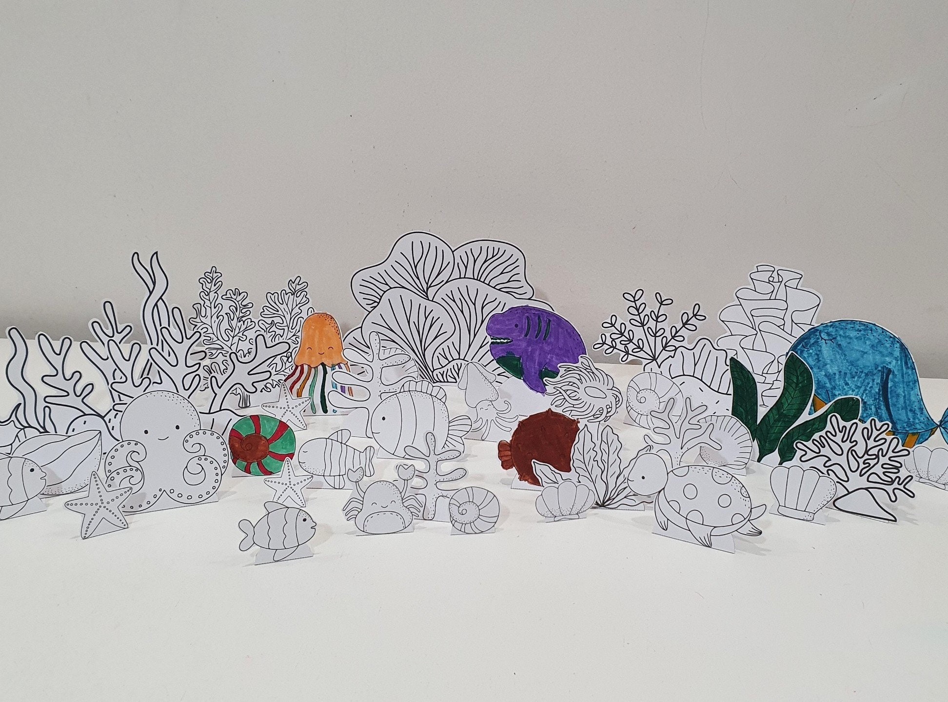 Ocean Coloring Diorama, Printable Coral Reef Diorama, Ocean Play Set ...