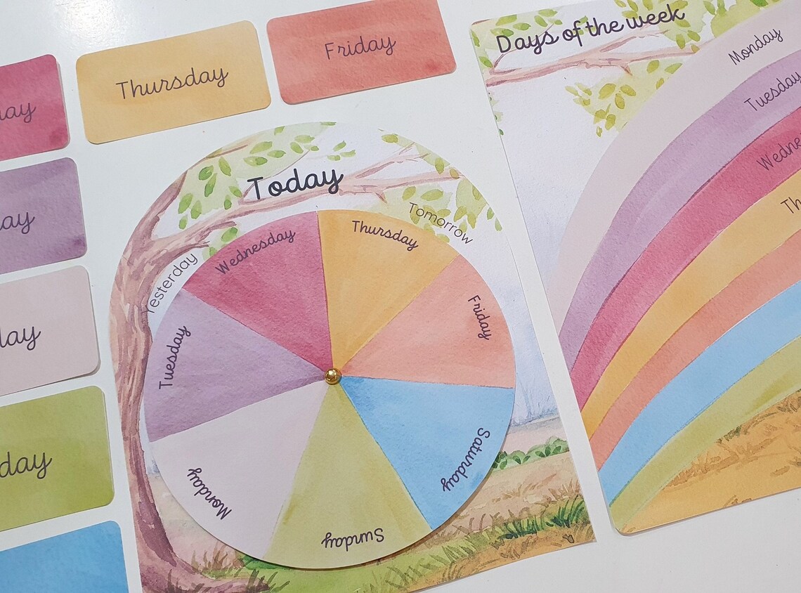 Days of the Week, Calendar Wheel, Poster and Cards, Classroom Calendar ...
