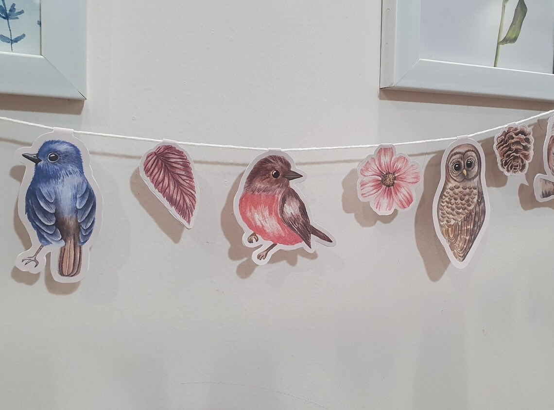 Printable Bird Garland, DIY Paper Bird Decor, Nature Classroom & Home ...