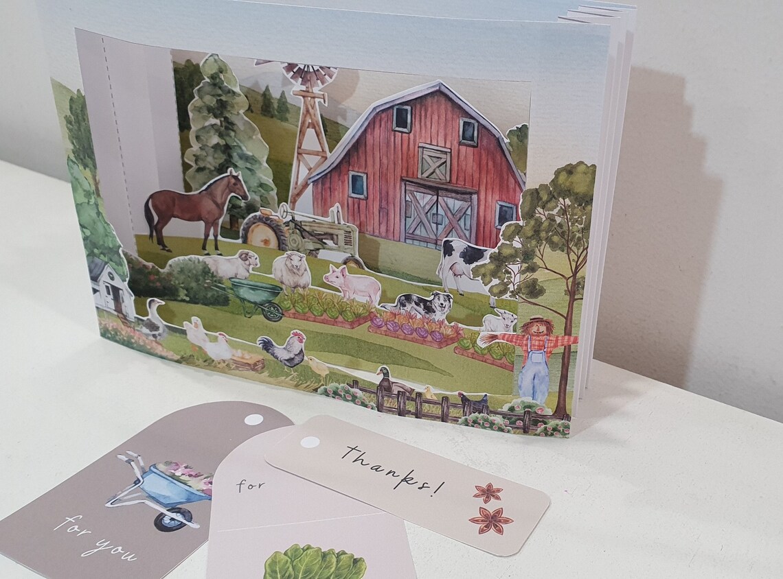 Farm Pop up Printable, Pop up Greeting Card, Build a Barnyard Crafts ...