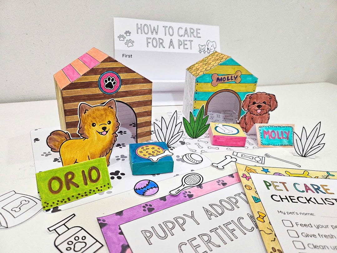 Puppy House Craft and Pet Care Activity, How to Care for a Pet, 3D ...