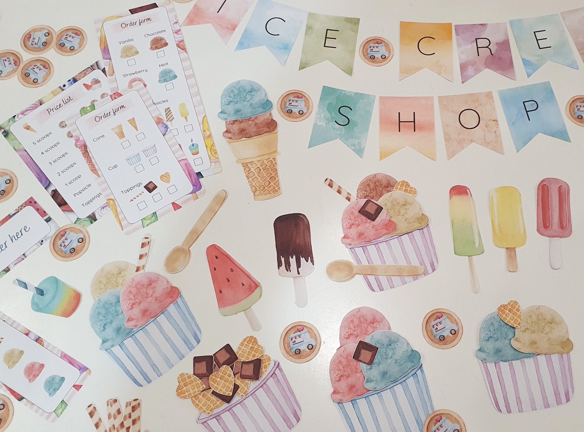 Ice Cream Shop Dramatic Playset, Food Pretend Play, Summer Activity Set ...