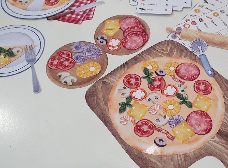 Make a Pizza, Numbers and Counting, Pizza Play Set, Kids DIY Food Paper ...