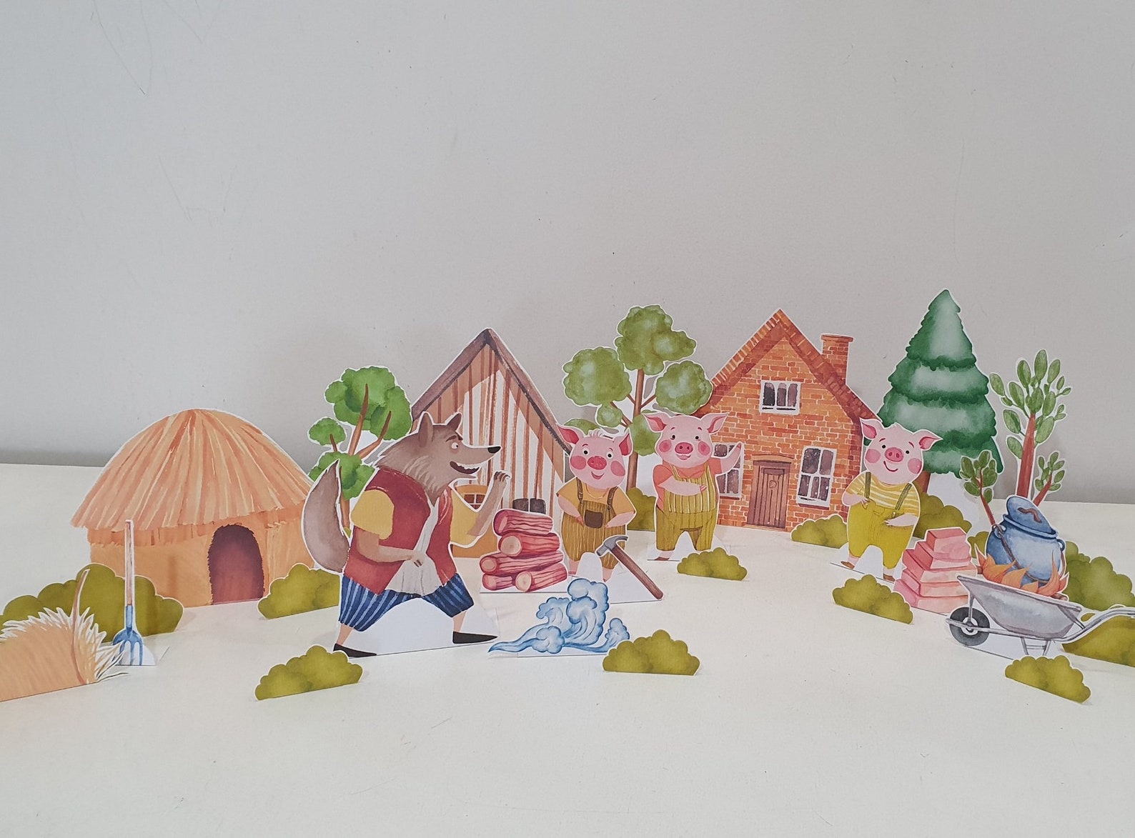 Three Little Pigs Story Printable Playset, Fairytale Storytelling Set ...