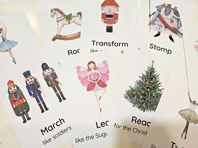 16 Nutcracker Story Movement Cards, Christmas Movement Cards, Kids ...