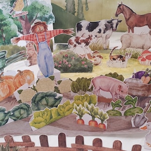 Build a Farm, Printable Farm Diorama, Farm Play Set, Paper Scene, DIY ...