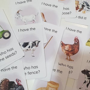 I Have Who Has on the Farm Printable Game, Farm Life Cards, Preschool ...