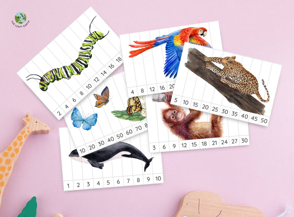 20 Wildlife Animal Number Puzzles Counting 1-10 Count by 10 - Etsy