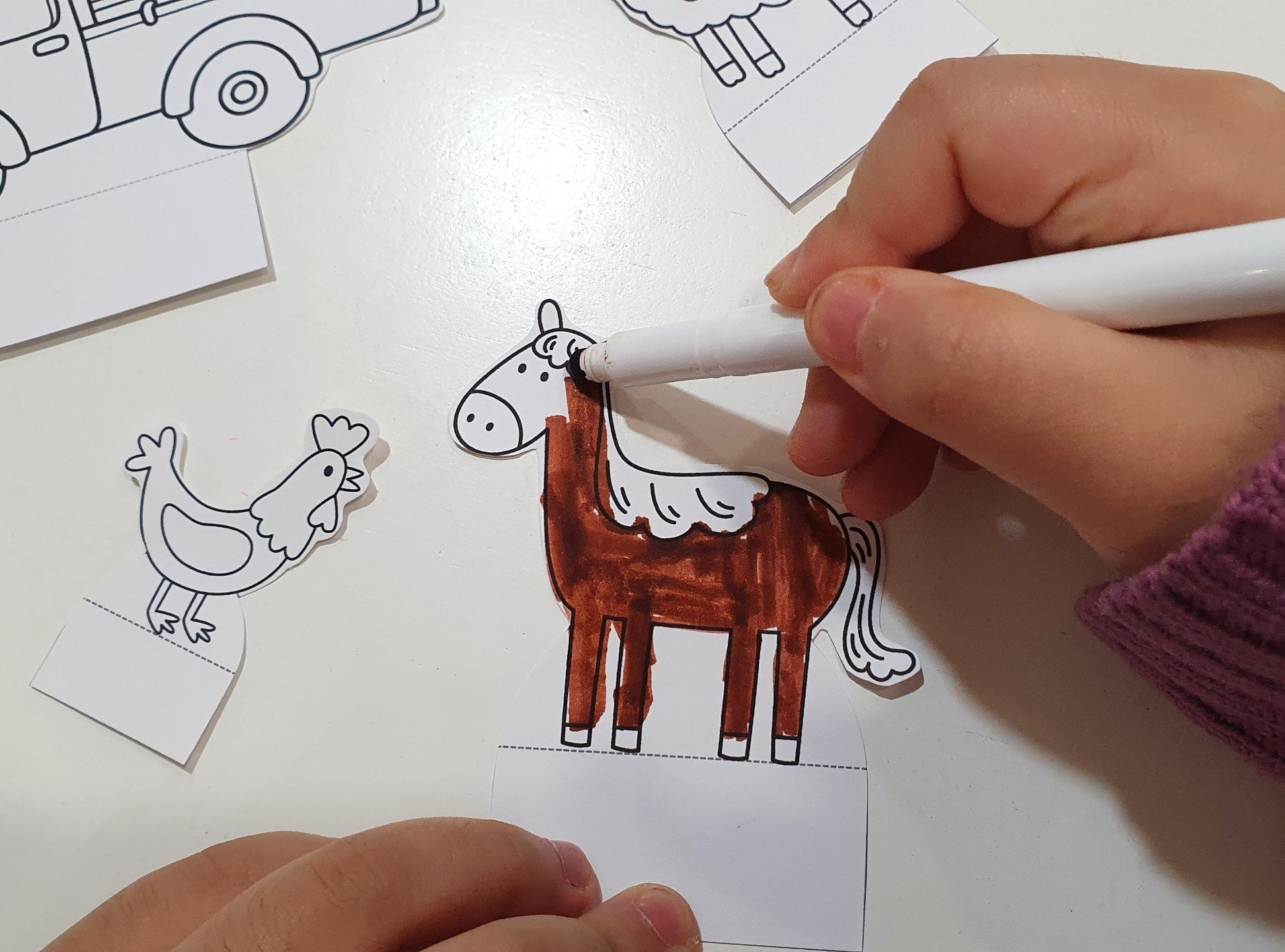 Farm Coloring Diorama, Printable Farm Diorama, Farm Play Set, Paper ...