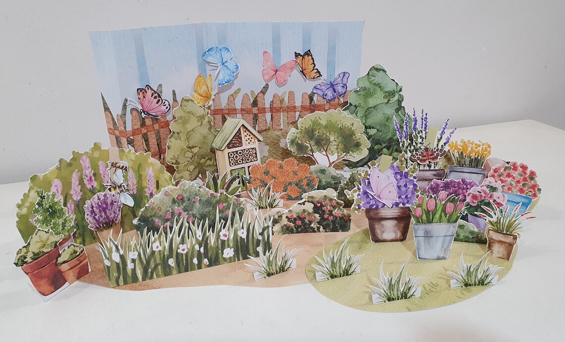 Build a Butterfly Garden, Printable Diorama, Insect Play Set, Paper ...